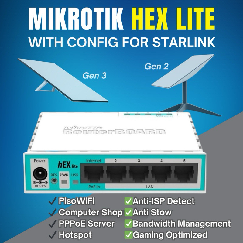 MikroTik hEX Lite With Config for STARLINK | Shopee Philippines