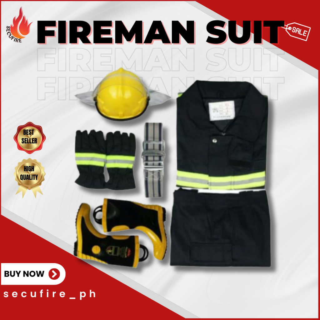 Fireman Suit Complete Set Premium Quality Thick Fireman Suit | Shopee ...