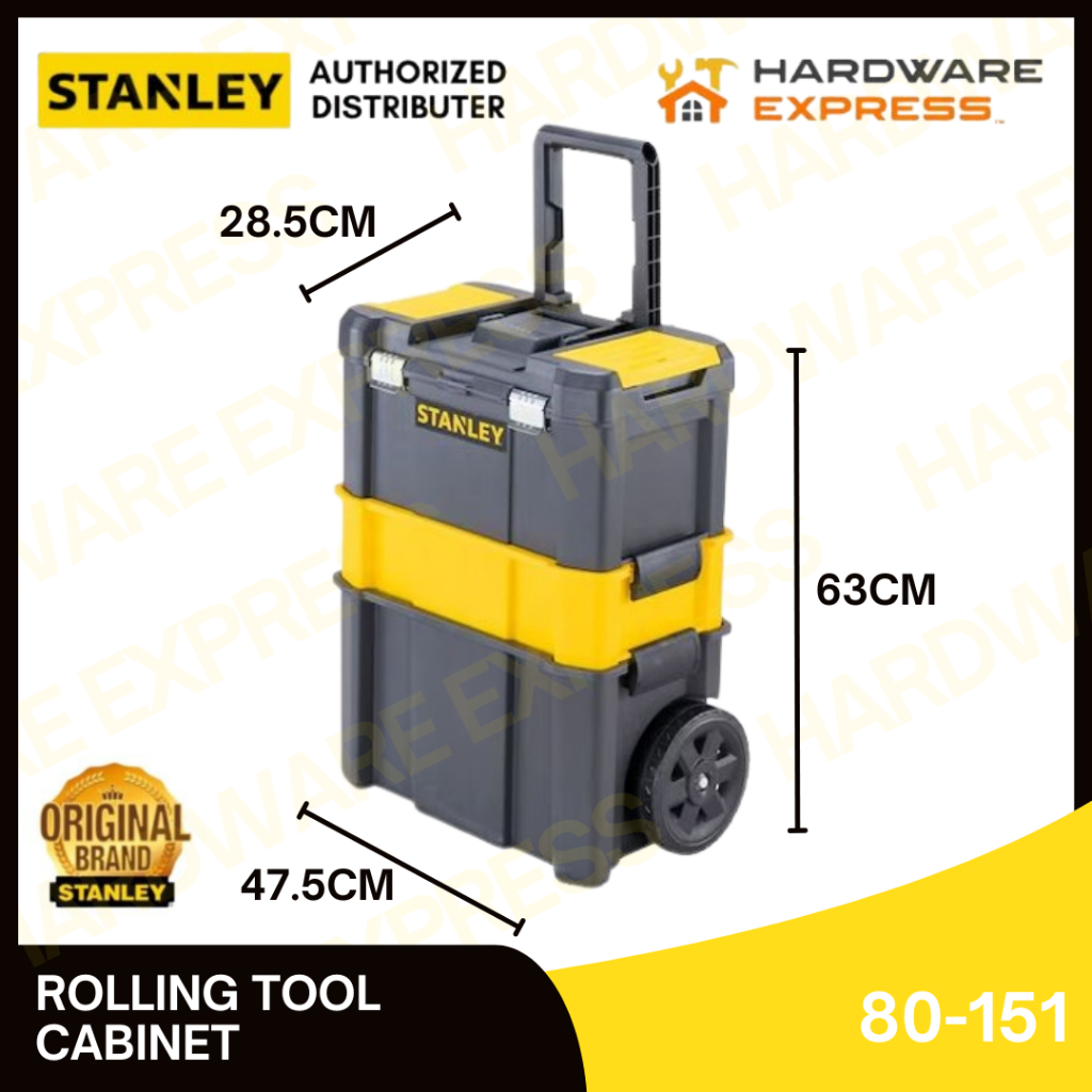 STANLEY 80-151 Essential Rolling Workcenter 3 Layer Tool Box Toolbox W ...