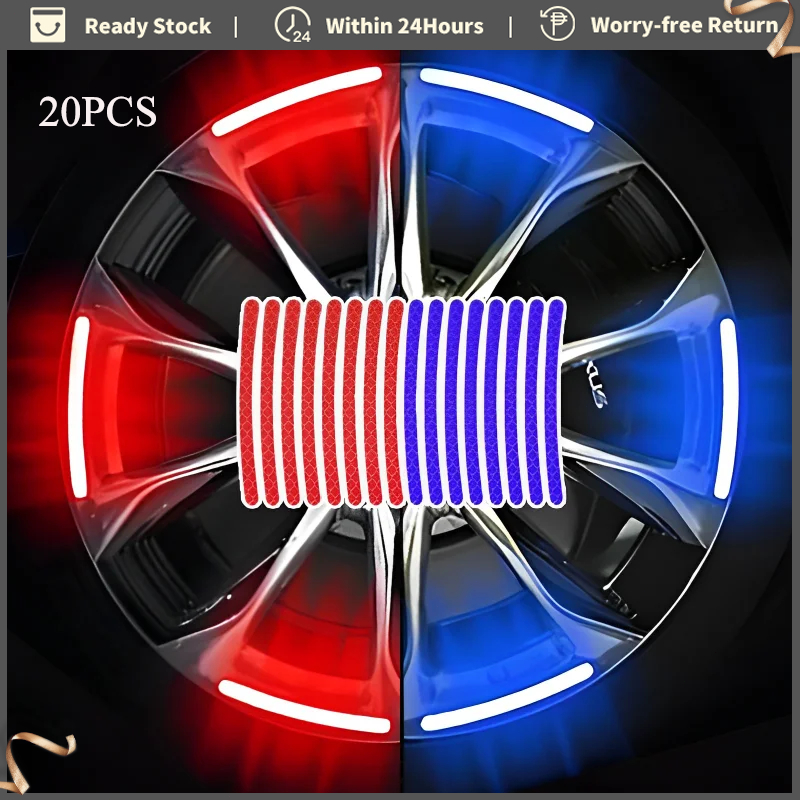 20PCS Reflective PVC Wheel Eyebrow Stickers Anti-Scratch Waterproof for ...