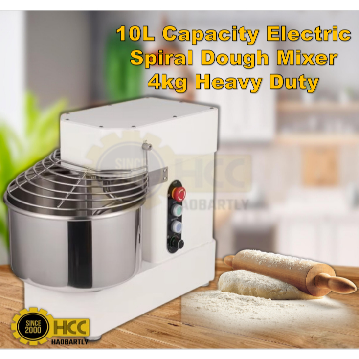 10L Capacity Electric Spiral Dough Mixer 4kg Heavy Duty Commercial Use ...