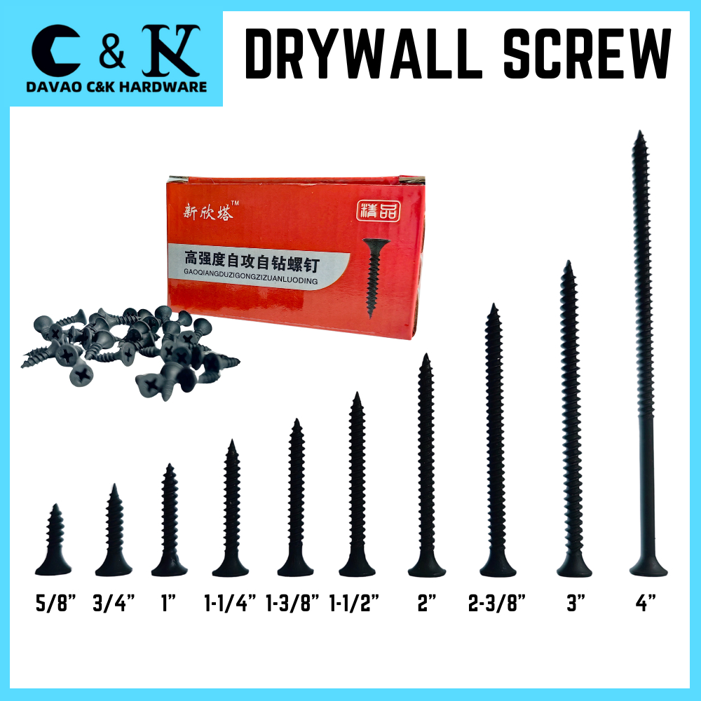 C&K Black Coated Phillips Flat Head Drywall Screws – Heavy-Duty Self ...
