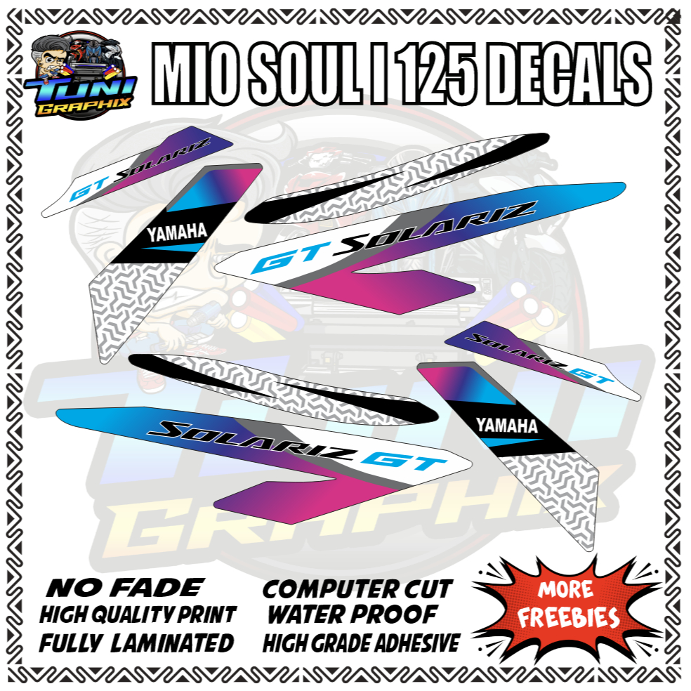 MIO SOUL I 125 GT SOLARIZ CUSTOM DECALS with freebies | Shopee Philippines