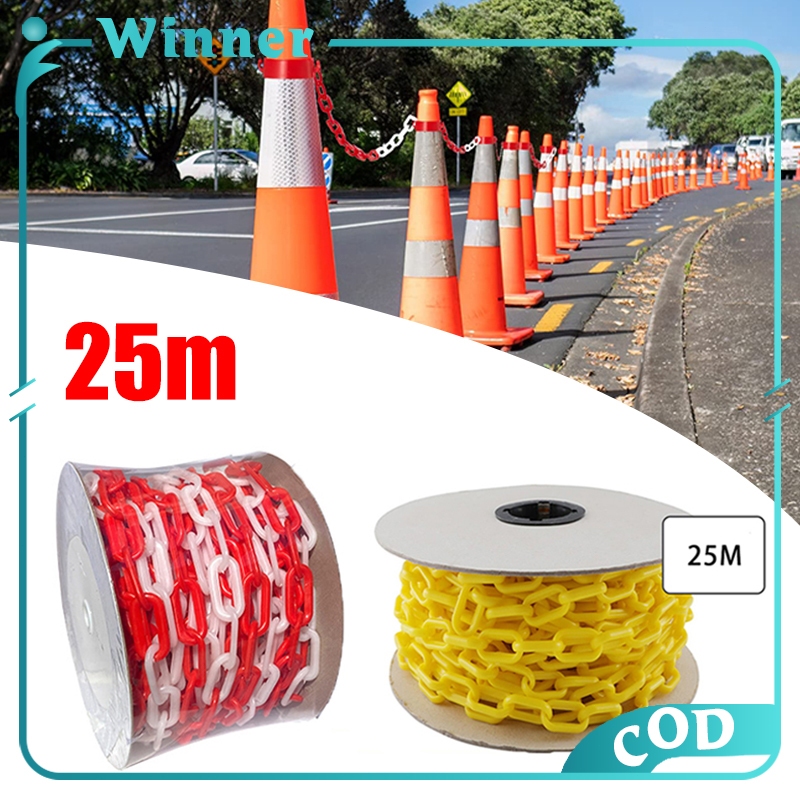 25M Plastic Safety Chain 6 MM Road Warning Barrier Chain For Traffic ...
