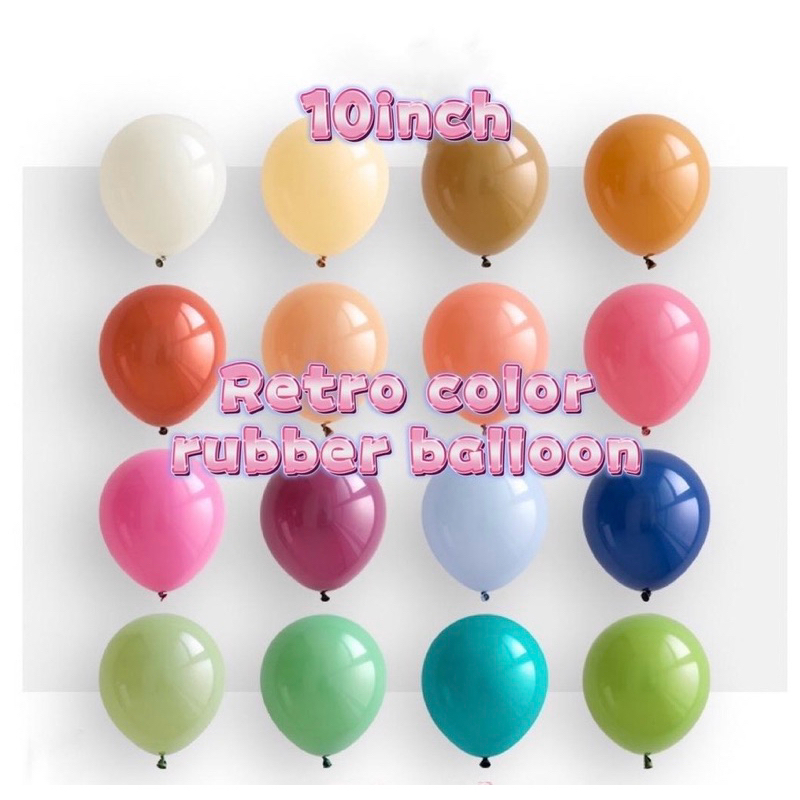 100pcs 10 inch RETRO balloon gloss thick rubber balloons birthday ...