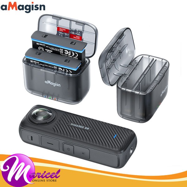 aMagisn Transparent Dual Battery Charger Storage Box for Insta360 X4 ...