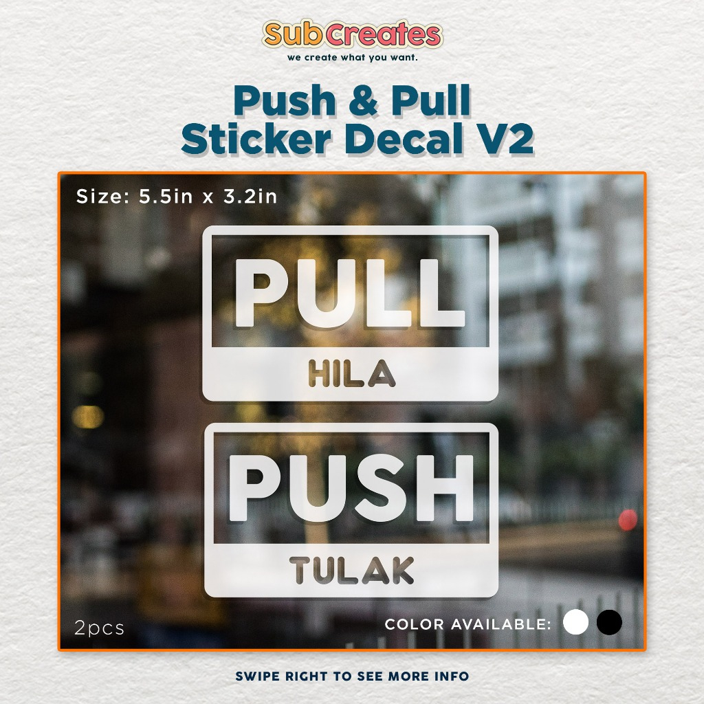 Push and Pull Shop Signage Decals V2 - Good for Glass Doors/Windows (by ...