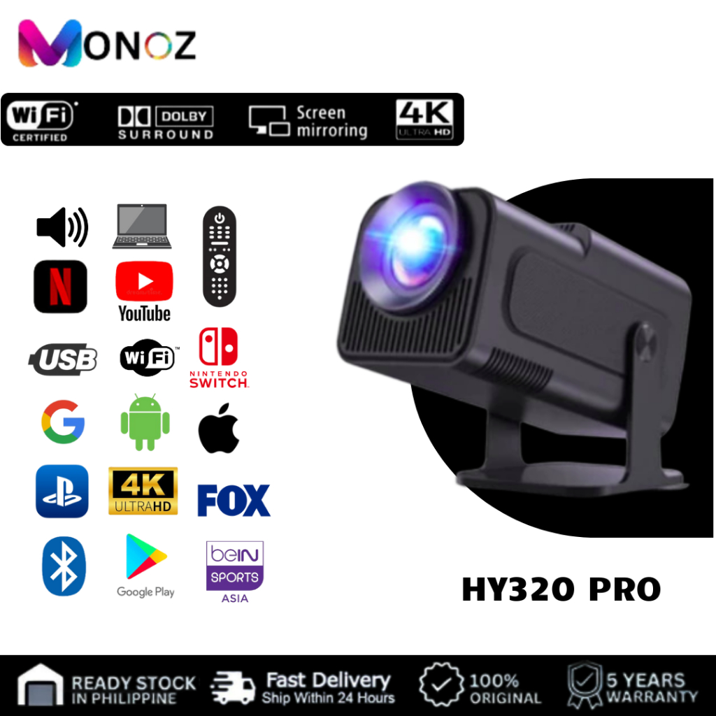 HY320 PRO MINI Projector Outdoor Home Theater 4K1080P Android 11 Smart ...