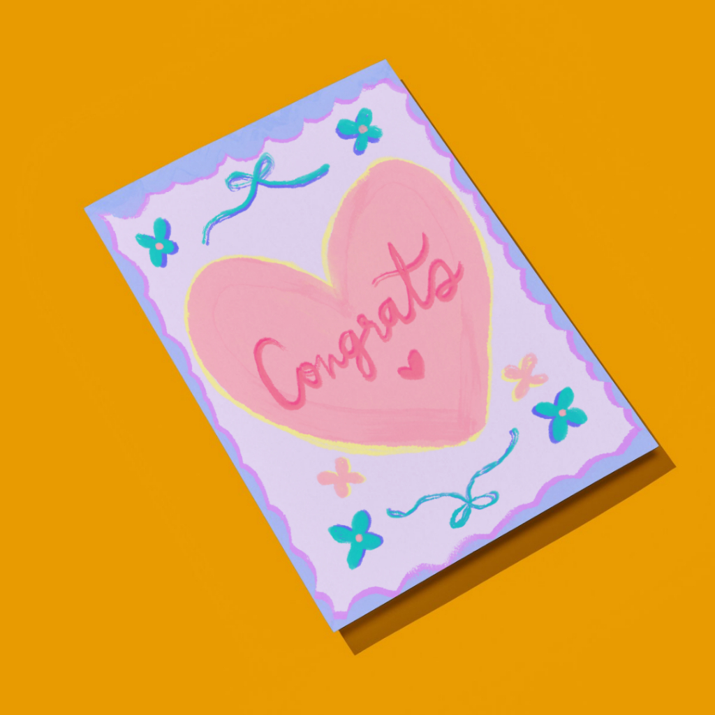 Pink and Purple Dainty Congratulations Greeting Card | Shopee Philippines