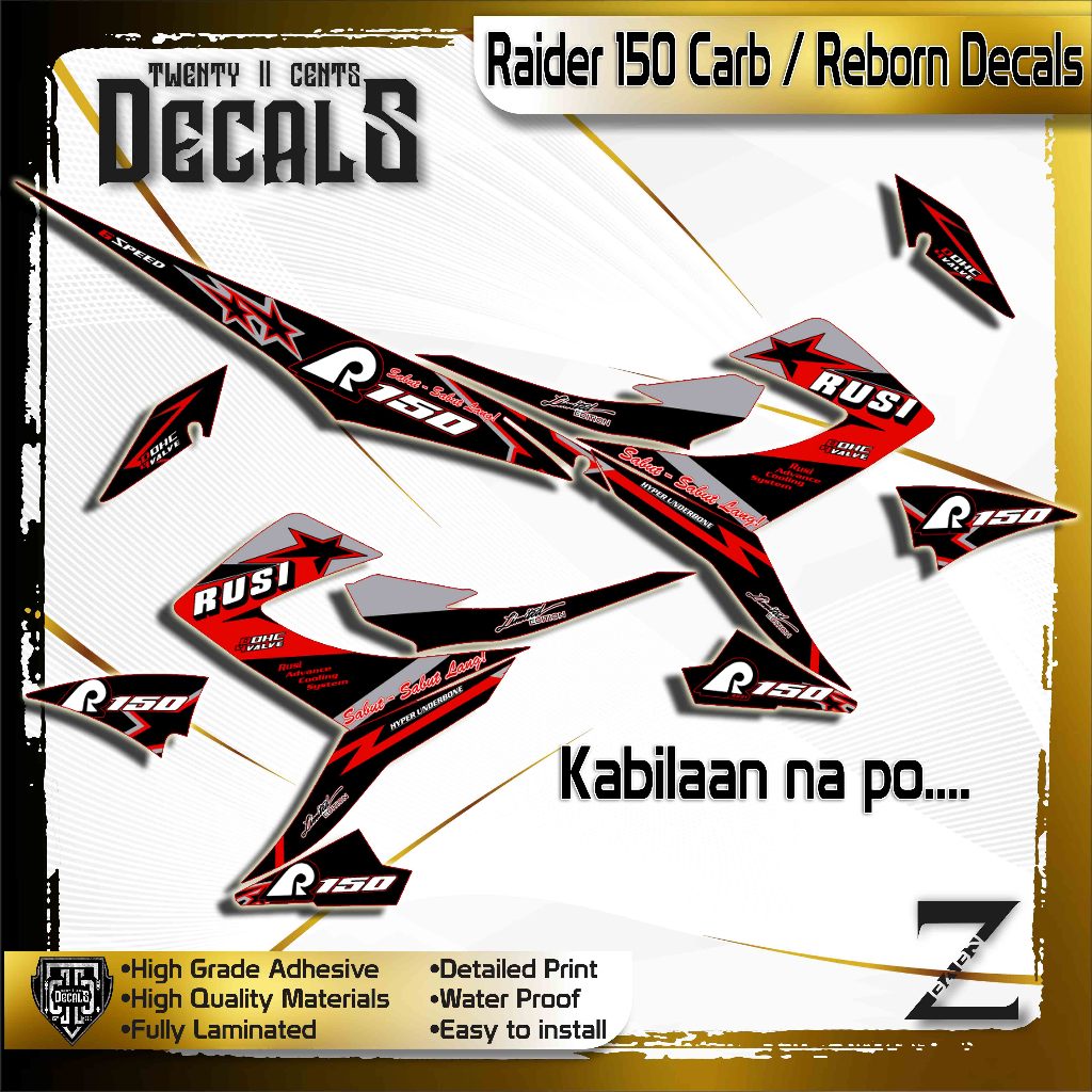 Suzuki raider 150 carb / reborn Decals High-Quality Stickers (rusi ...