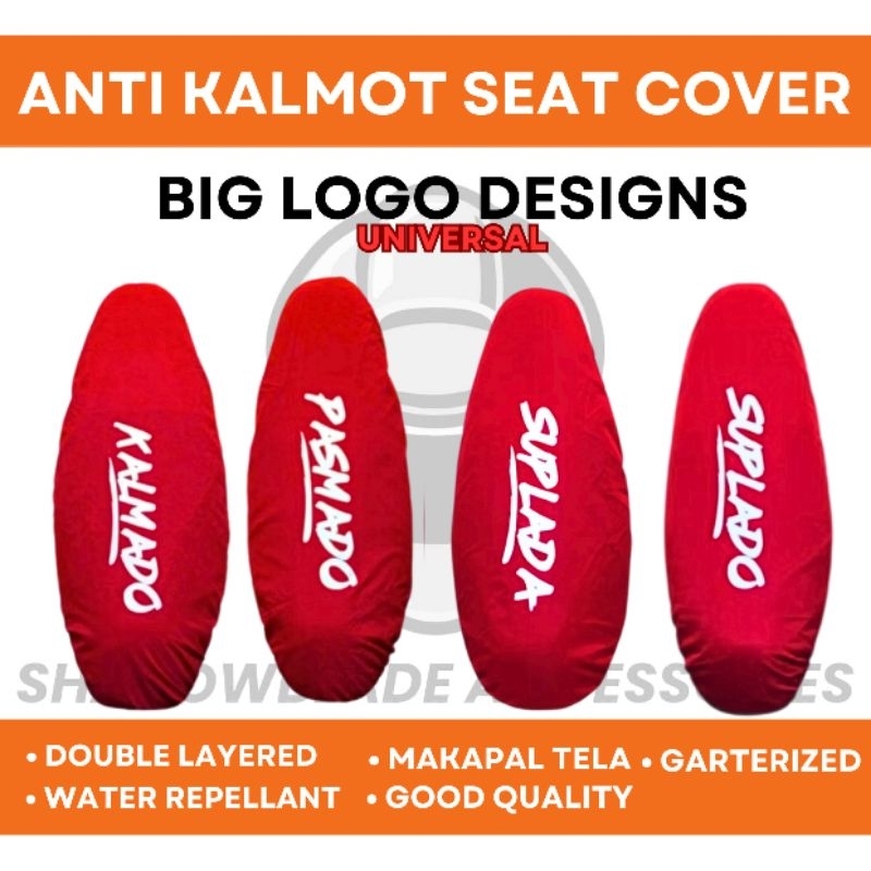 BIG LOGO RED DESIGNS ANTI KALMOT SEAT COVER MOTORCYCLE MAKAPAL TELA ...