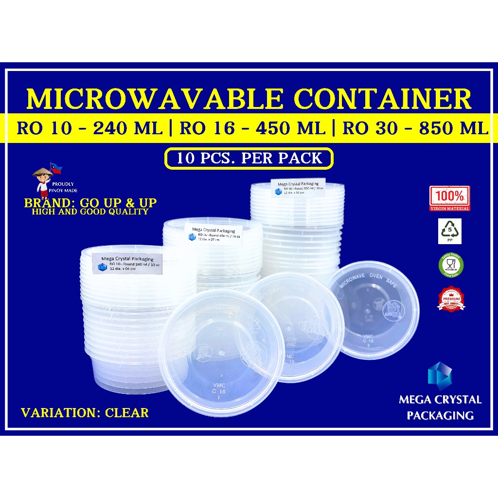 [ 10 Pcs ] Microwavable Container Round RO 10 - 240ml / RO 16 - 450ml ...