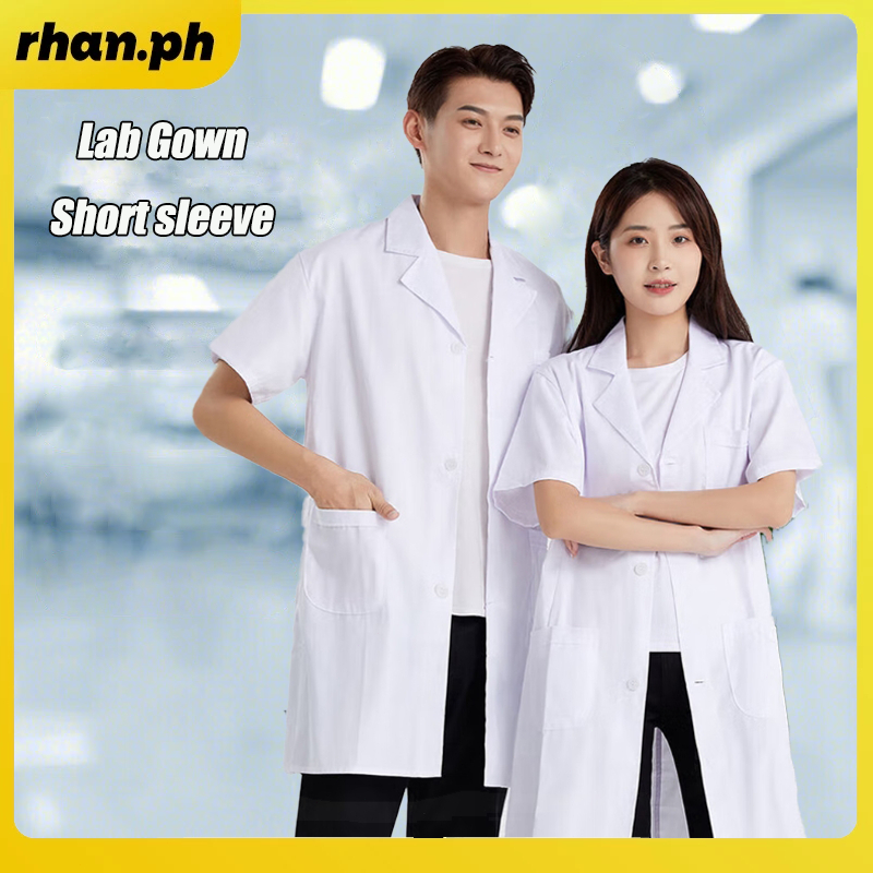 Lab Gown for Short Sleeve Lab Coat White Medical Student Uniform Unisex ...