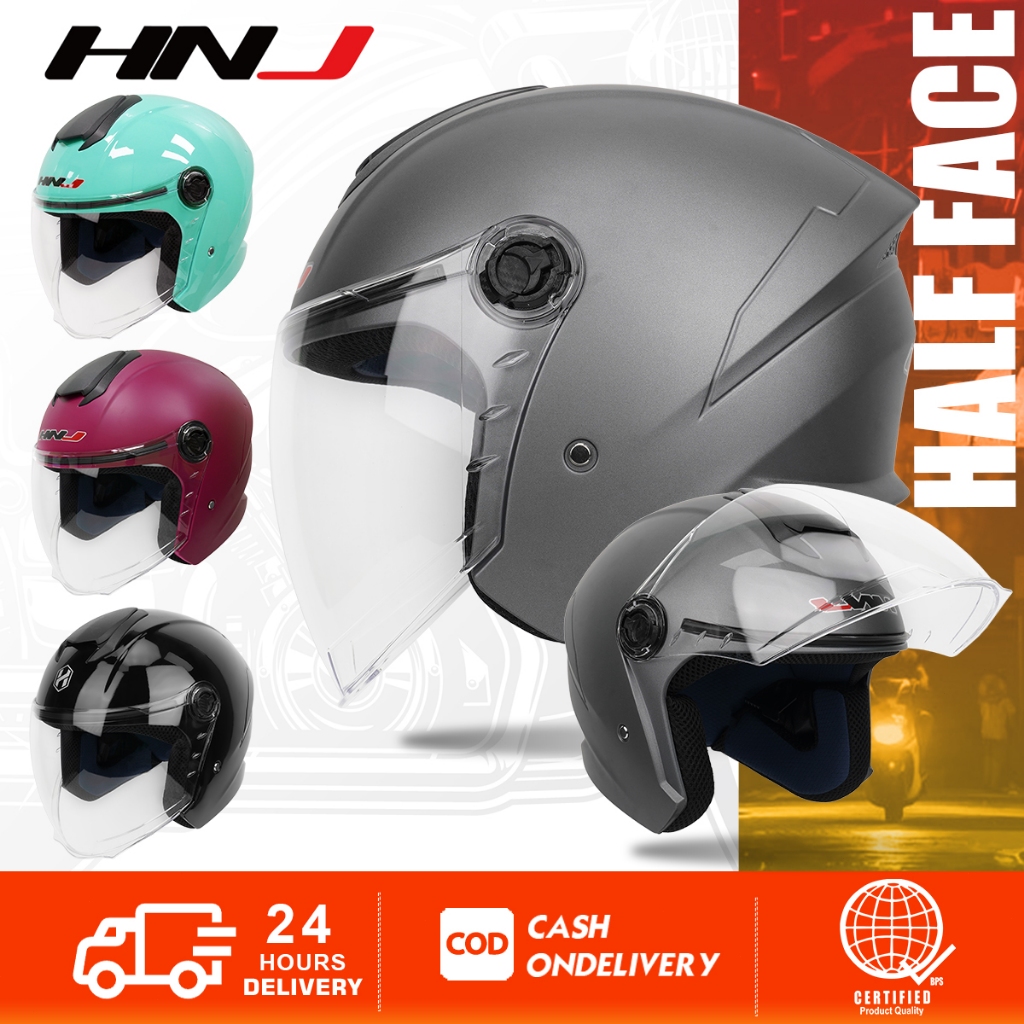 HNJ Half Face Helmets For Motorcycle Couple Helmet Classic Helmet With ...