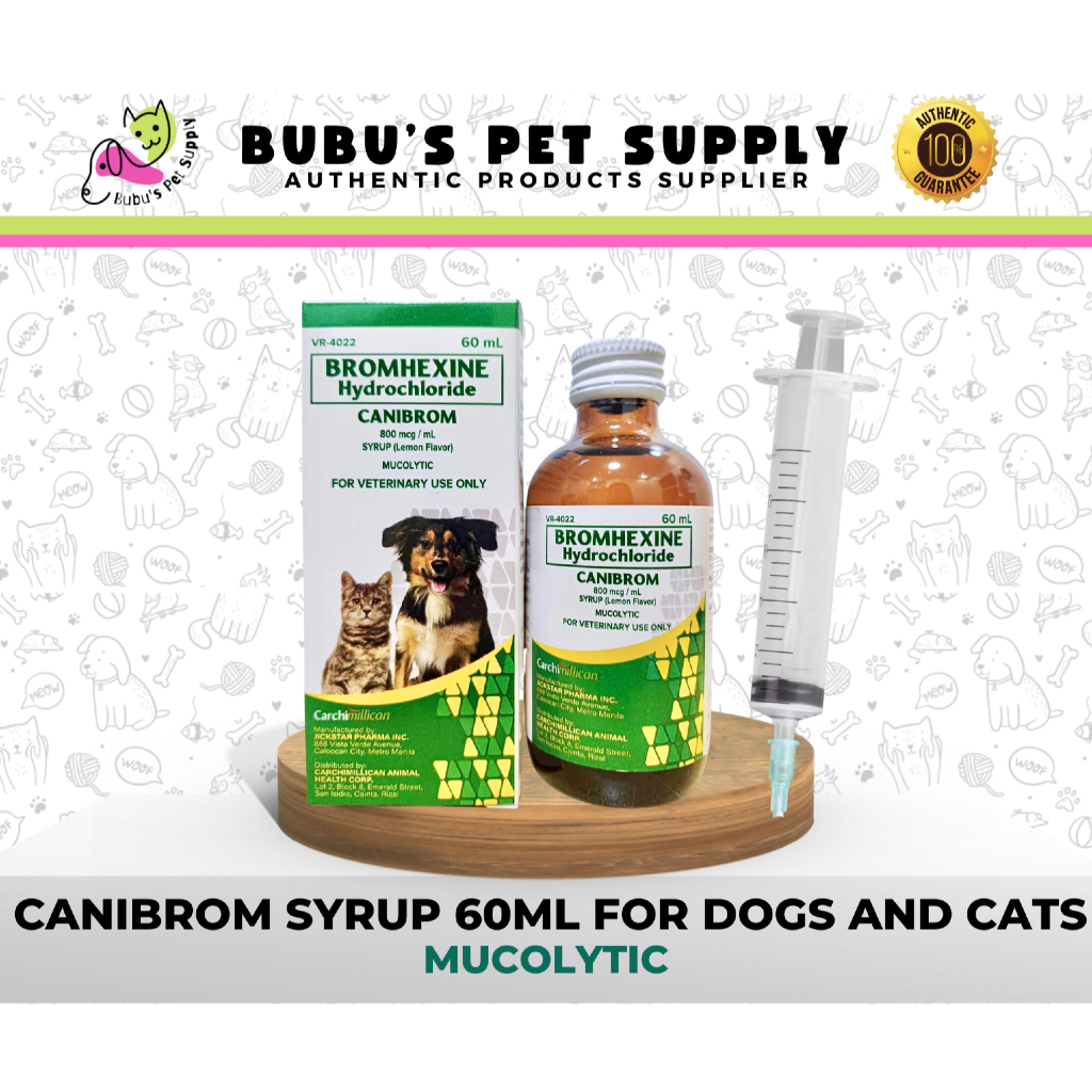 CANIBROM BROMHEXINE SYRUP FOR PETS DOG CAT MUCOLYTIC FOR COUGH AND ...