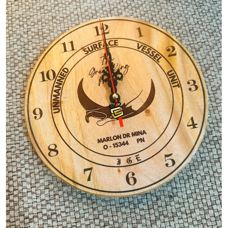12 inches Wooden Wall Clock, Personalized Laser Engrave | Shopee ...