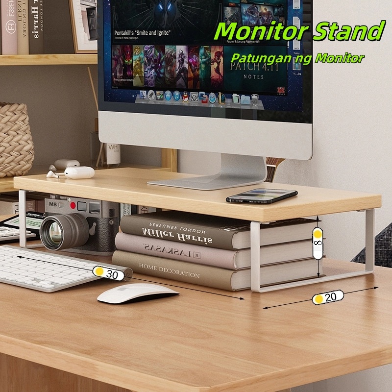 Wooden Monitor Holder Computer Screen Increased Shelf Desktop Monitor ...