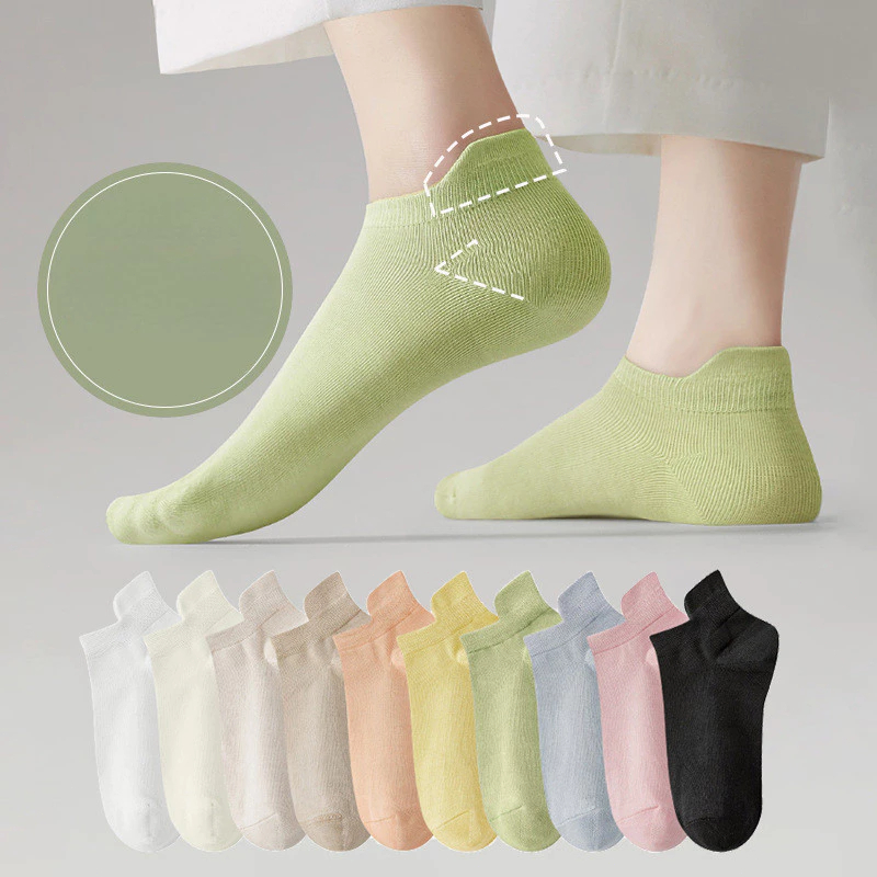 5 pairs of short socks, thin solid color socks, student socks, non slip ...