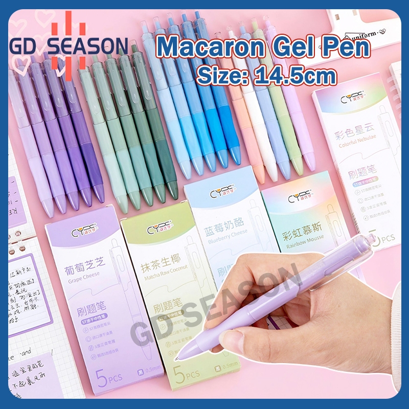 5Pcs/set Gel Pen Neutral Pen 0.5mm Black Ink Morandi Color Simple Gel ...