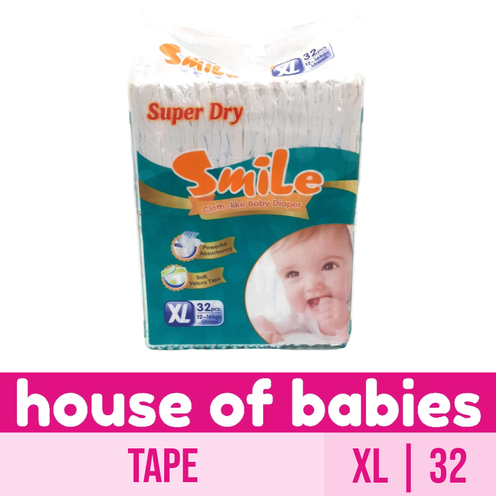 Smile Cloth-like Tape Baby Diapers XL 32 - Tape Baby Diapers | Shopee ...