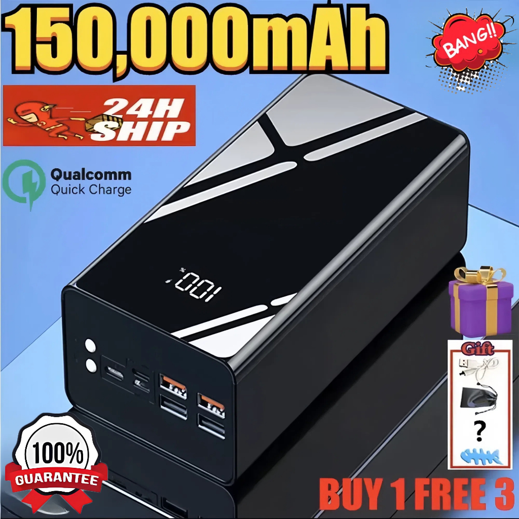 【COD】150000mAh original powerbank Large Capacity 2.1A Fast Charging ...