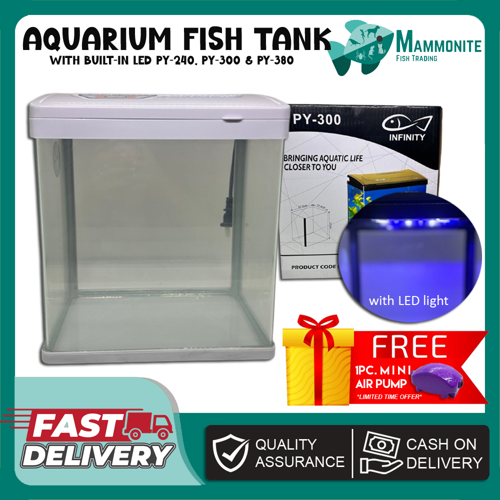 Infinity Aquarium Fish Tank Built-In LED Lamp with Filter Pump PY-240 ...