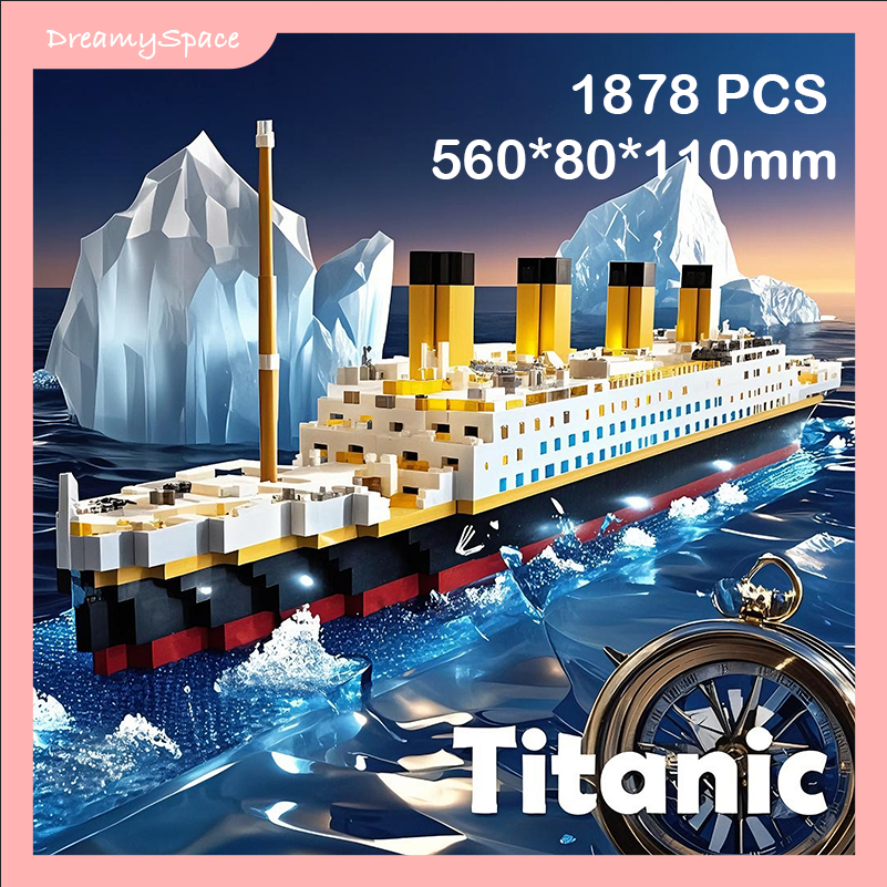 1878Pcs 3D Model Titanic/56cm Ship Model Building Blocks/Micro Blocks ...