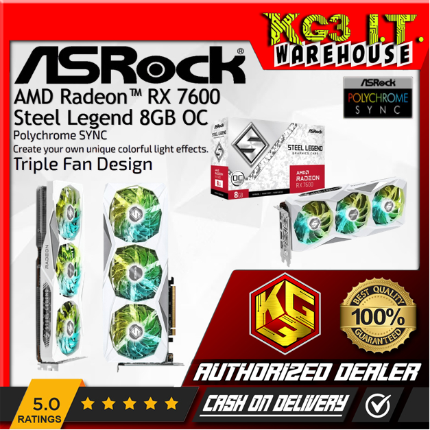 Asrock Steel Legend AMD Radeon RX 7600 8GB OC GDDR6 Video Card (Triple ...