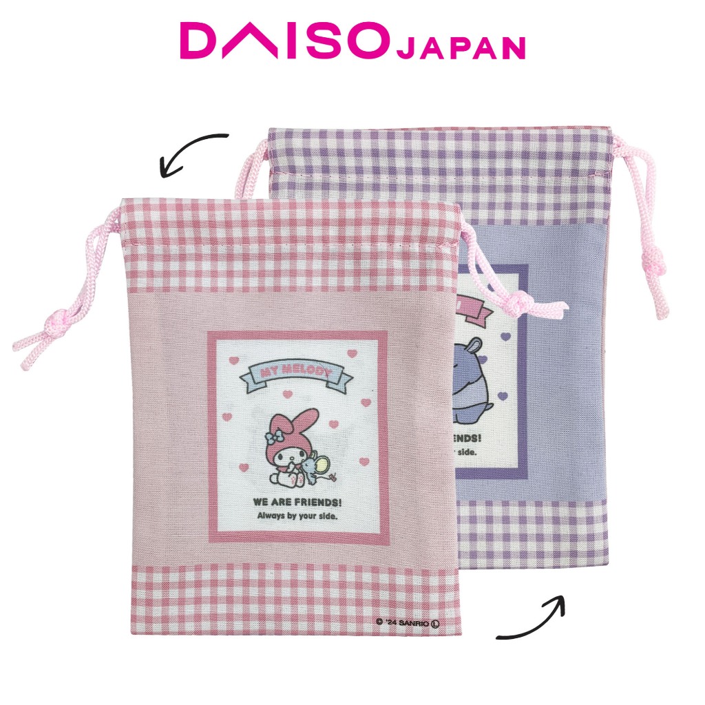 Daiso Sanrio Characters Mini Drawstring Bag Purple and Pink | Shopee ...