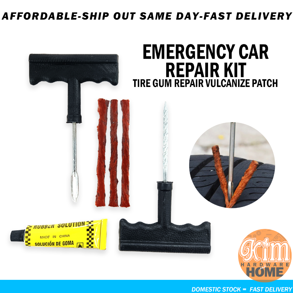 KIM Emergency Car Repair Kit Tire Gum Repair Vulcanize Patch Plug Seal ...