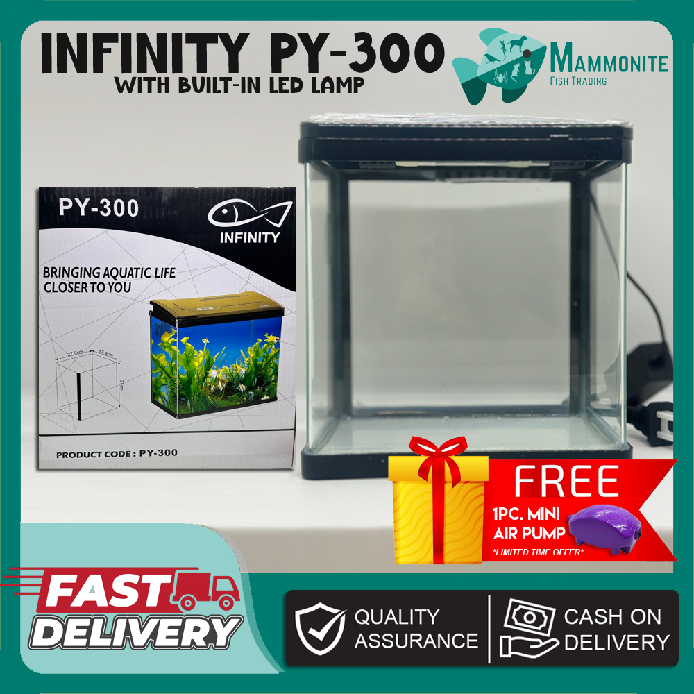 Aquarium Fish Tank Built-In LED Lamp with Filter Pump Infinity PY-300 ...