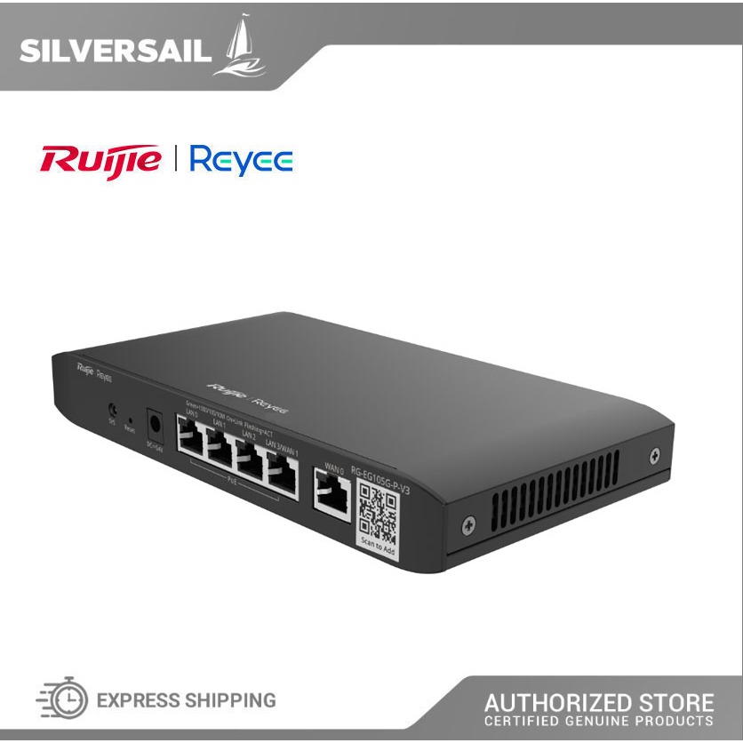 Ruijie RG-EG105G-P-V3 Reyee Cloud Managed PoE Router 802.1X authentication, SNMP, dynamic ...