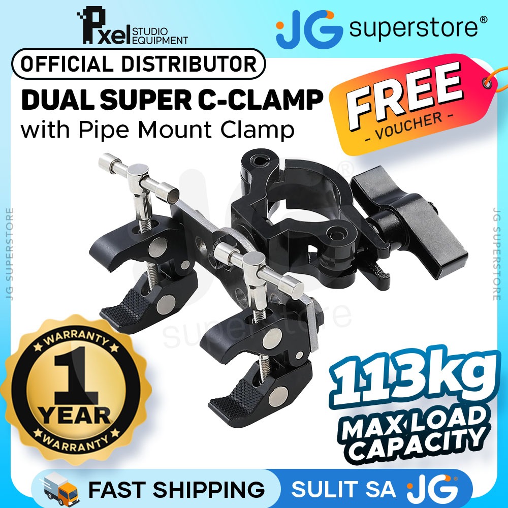 Pxel Aluminum Alloy Dual Super C-Clamp Heavy Duty Pipe Mount Clamp ...