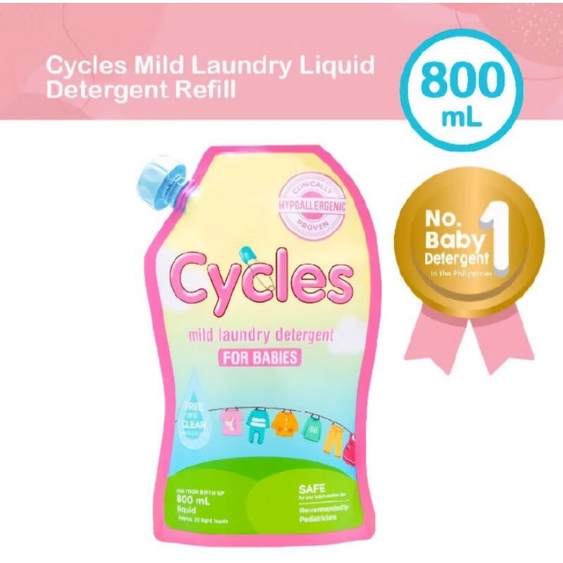 Cycles Mild Laundry Detergent for Babies 800mL & 200mL | Shopee Philippines