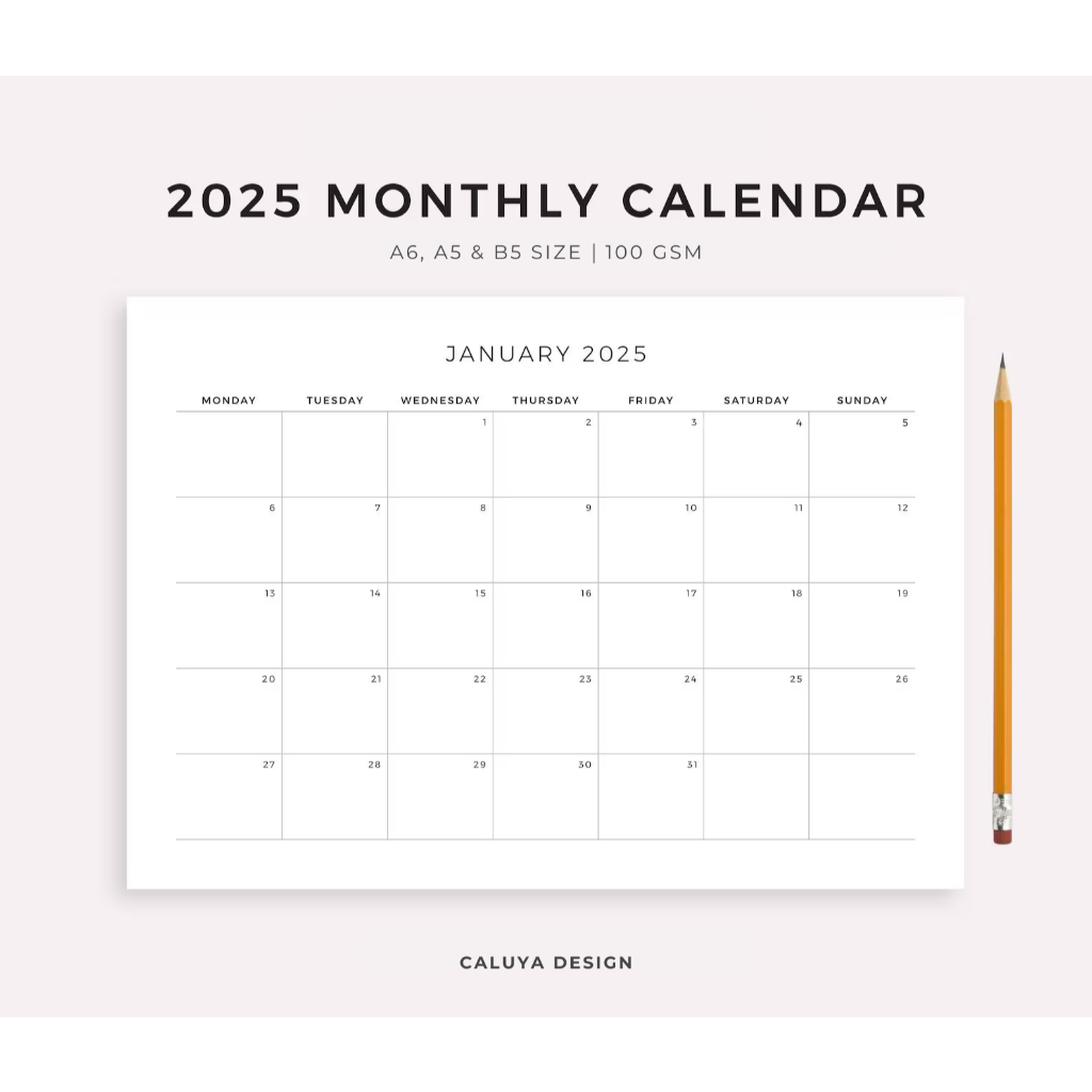 A6/A5/B5 Tear Off Notepad, 2025 Monthly Calendar, Notebook Sticky Note ...