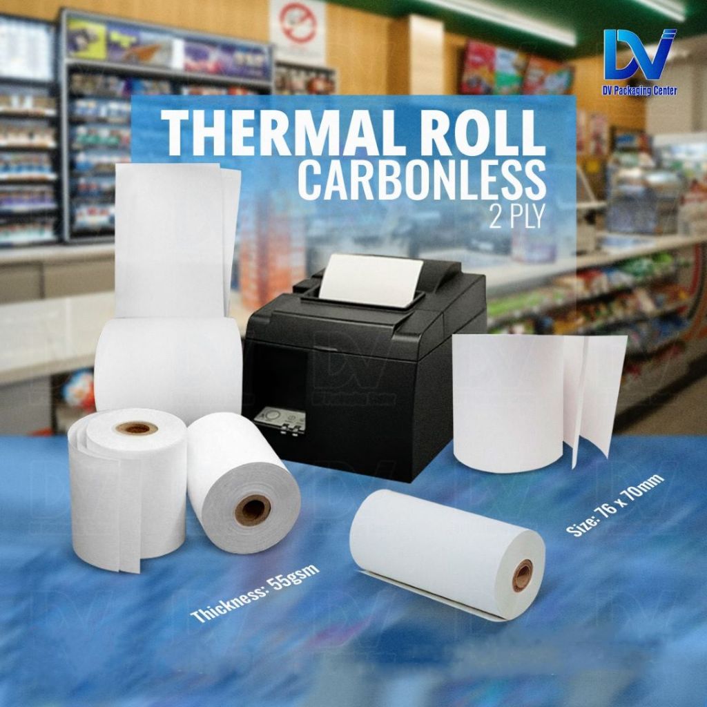 76mm x 70mm 2-Ply Carbonless Journal Paper Roll (1box/100rolls ...