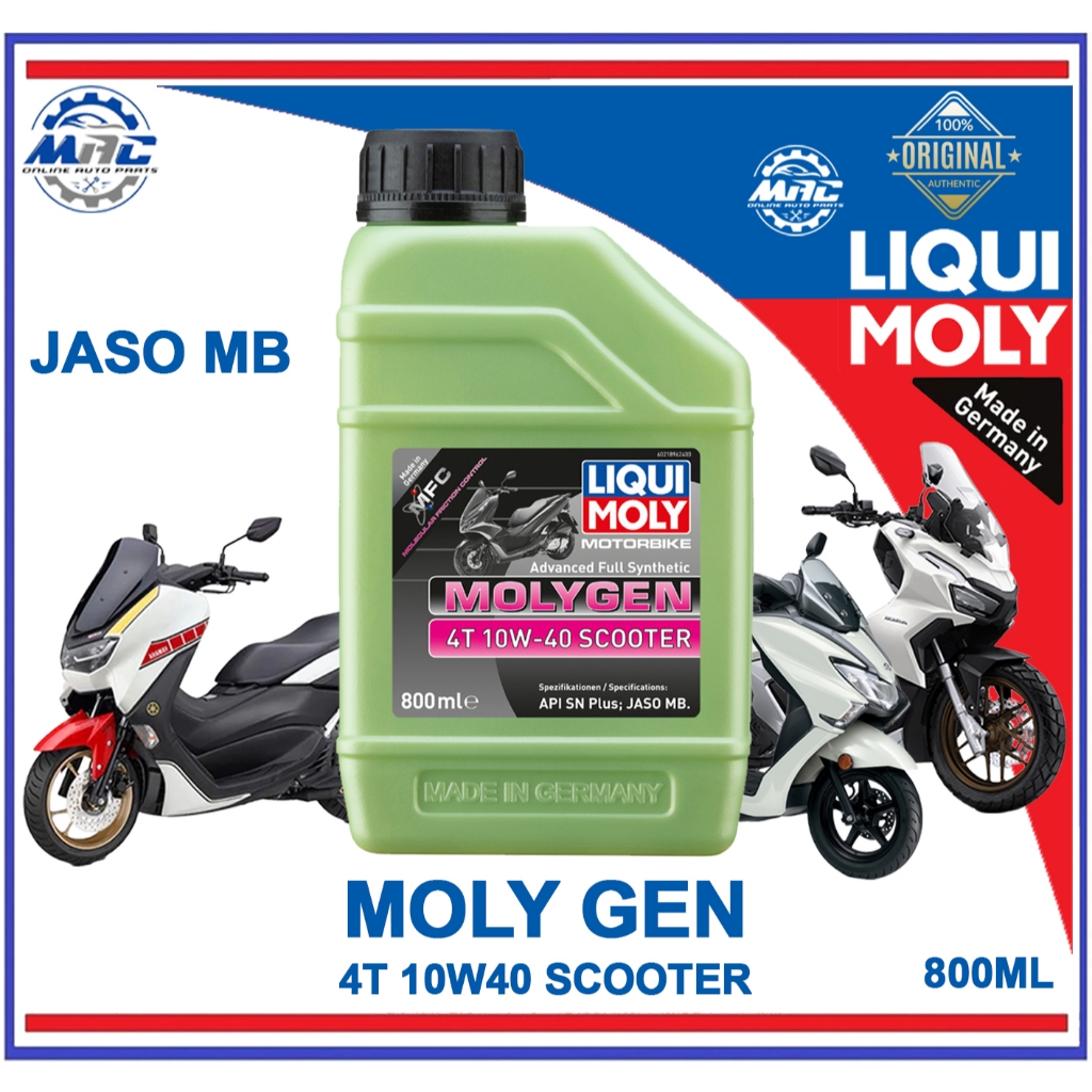 LIQUI MOLY MOLYGEN 10w40 SCOOTER JASO MB 800ML ( FULLY SYNTHETIC 4T SCOOTER OIL ) | Shopee ...