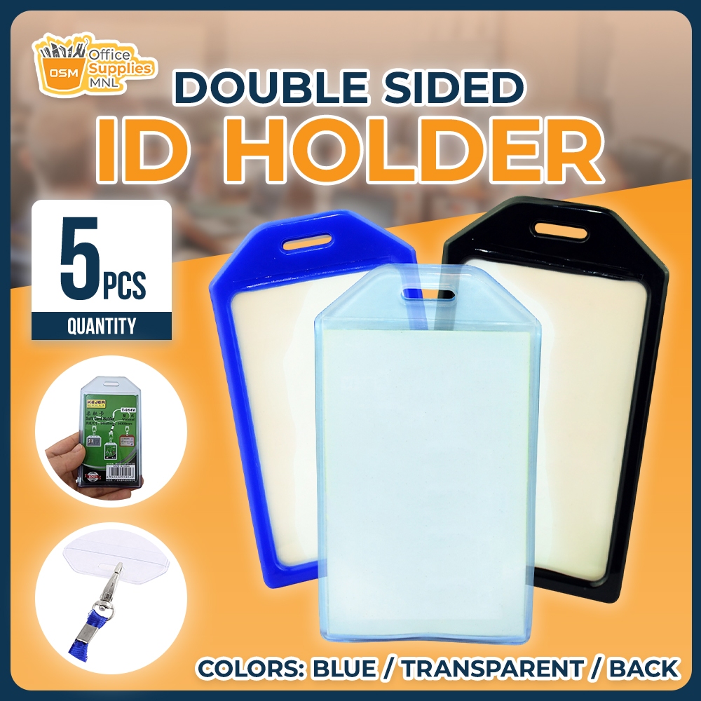 5pcs Double-Sided Id Holder Back-to-Back Vertical ID Badge 2-Card ...