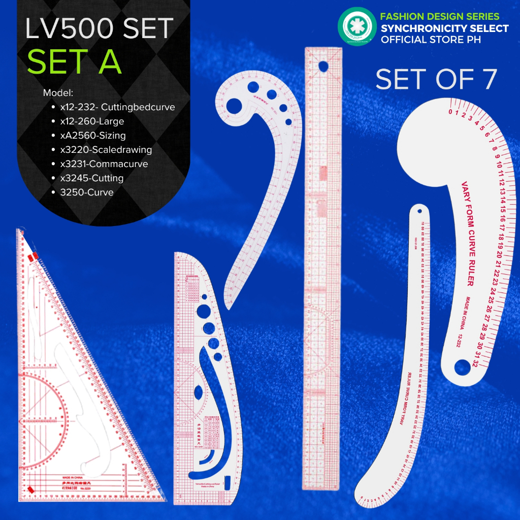 LV500 17-Piece Fashion Design Ruler Set – French Curve, Pattern, Hip ...
