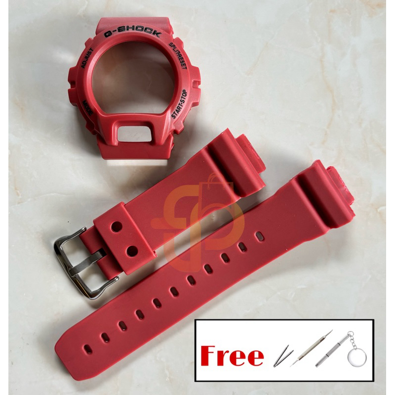 Strap & Bezel Matte Maroon Red for G-sh0ck DW6900 DW-69000 DW 6900 free ...