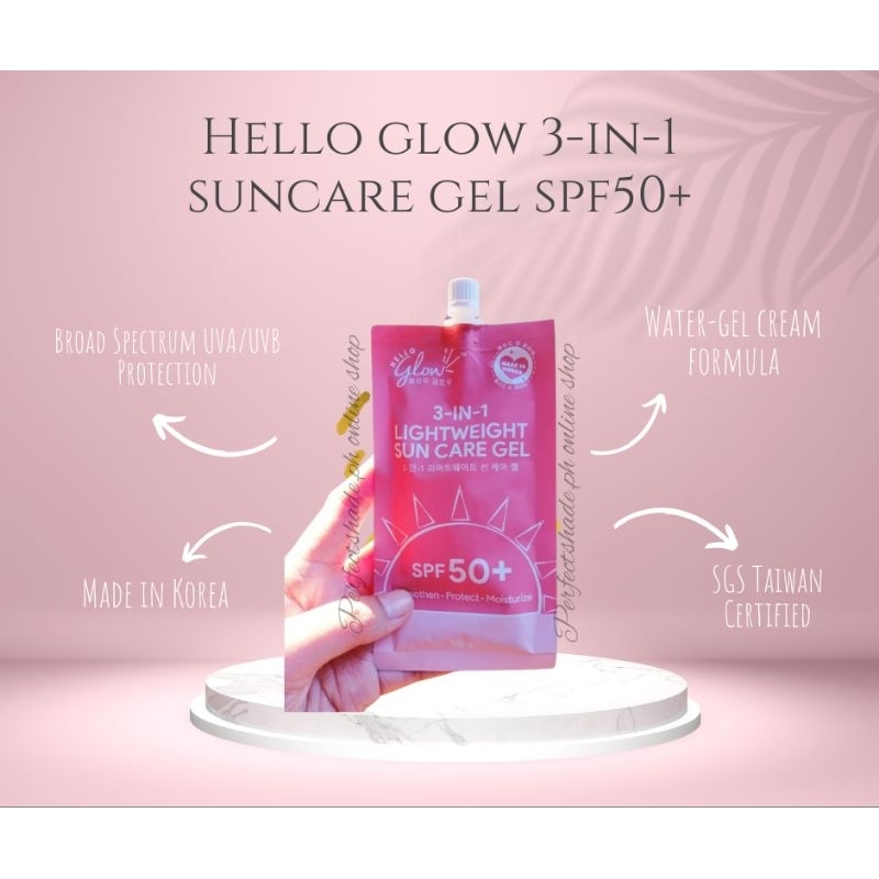 Hello Glow 3 in 1 SUNCARE GEL with SPF50++ 50grams | Shopee Philippines