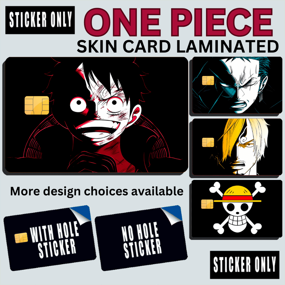 ONE PIECE BLACK MINIMALIST - STICKER SKIN CARD FOR ATM, CREDIT, DEBIT ...