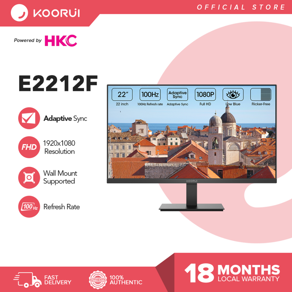KOORUI 22N1 (Powered By Hkc) FHD 75HZ VA Panel 21.5" / E2212F VA Panel ...