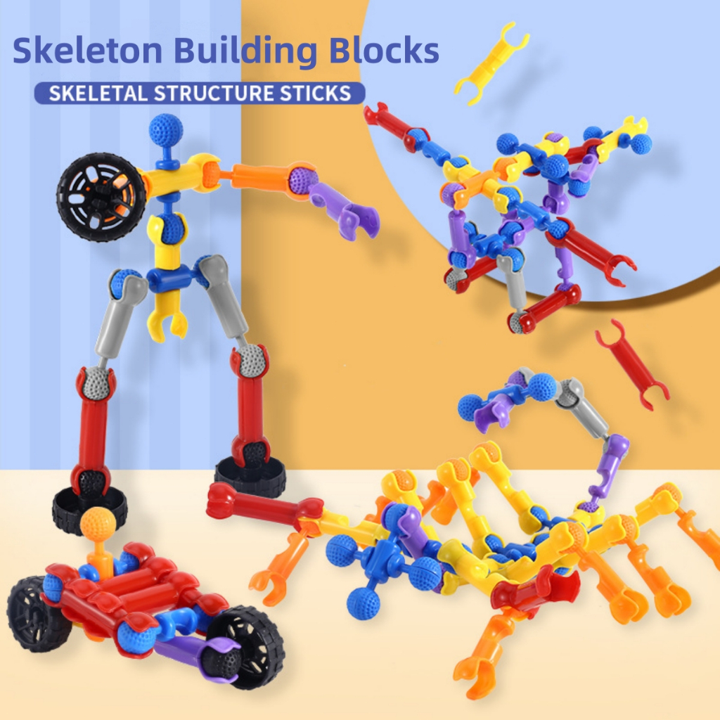 3D DIY Skeleton Building Blocks Toys for Kids Creative Educational Toy ...