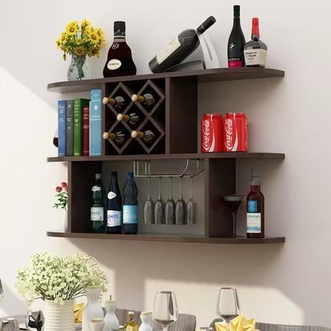 Simple living room wine rack grid wine cabinet Restaurant wall cabinet ...