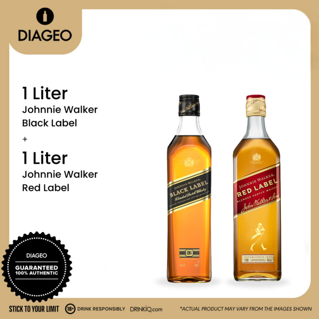 Johnnie Walker Black Label 1L + Johnnie Walker Red Label 1L | Shopee ...