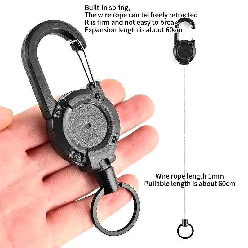 Outdoor Heavy Duty Retractable Pull Badges ID Reel Carabiner Key Chain ...