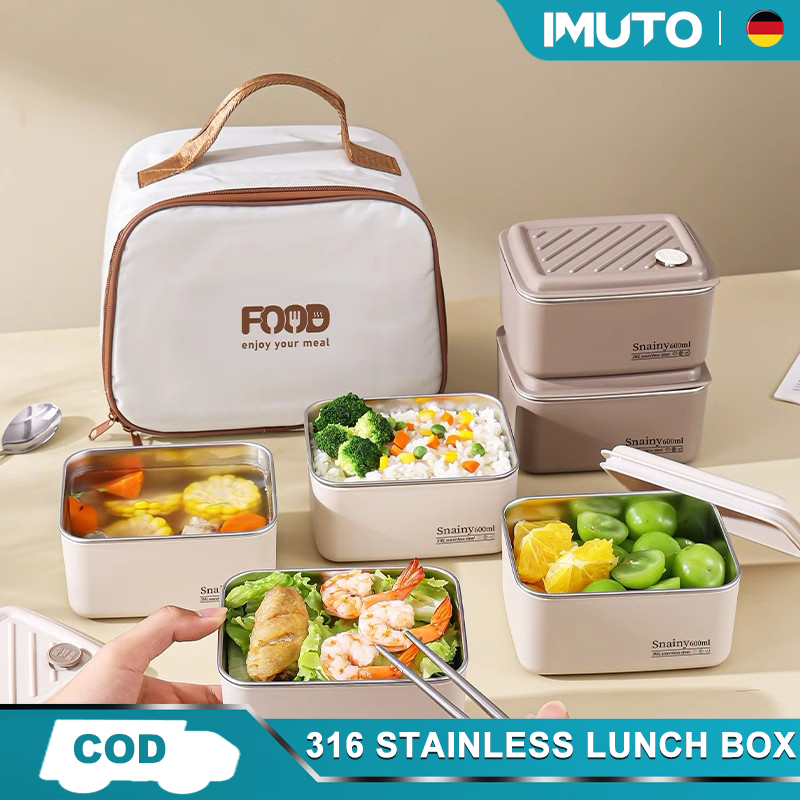 IMUTO SUS316 Stainless Steel Lunch Box Set With Bag＆Tableware Portable ...