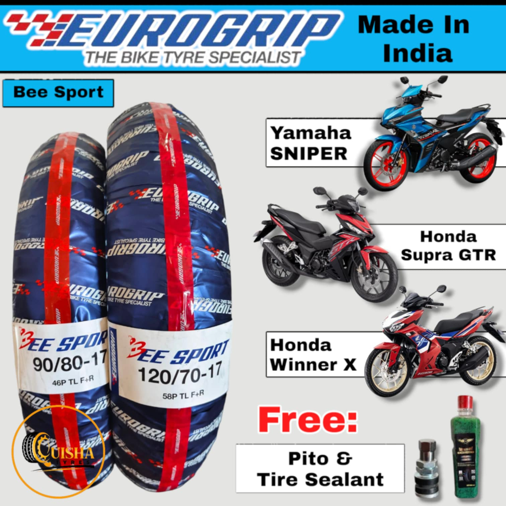 EUROGRIP TIRES -17 Made in India Tubeless 90/80/17 & 120/70/17 FOR ...