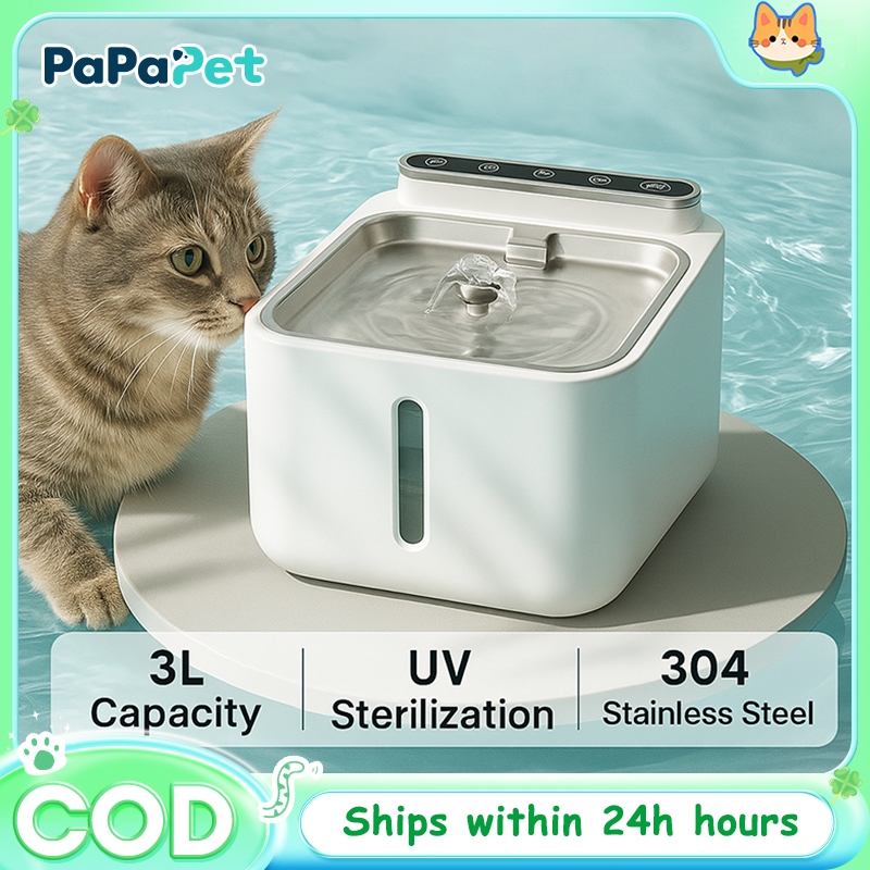 3L Wireless Pet Water Fountain | UV Purifier Rechargeable Sensor ...